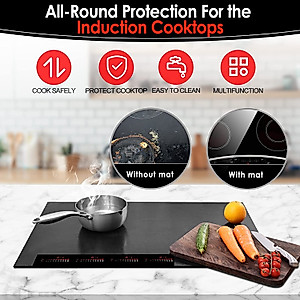 Large Induction Cooktop Protector Mat, (Magnetic) Food Grade Electric Stove Burner Covers Anti-strike&Anti-scratch as Glass Top Stove Cover,Silicone Induction Cooktop Mat for Electric Stove Top