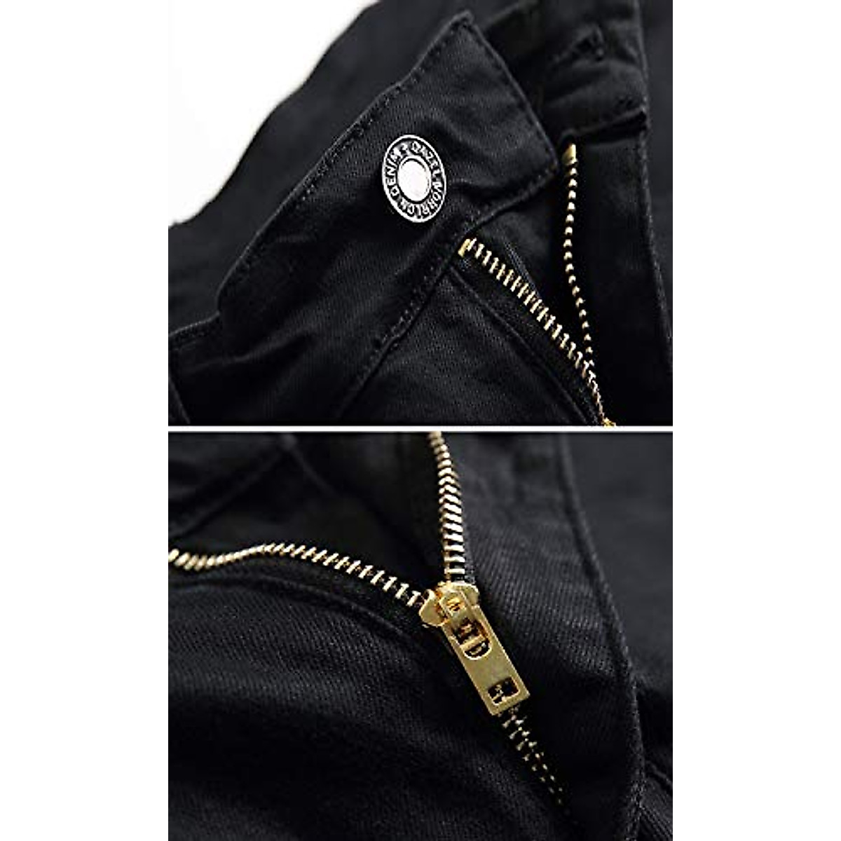 Qazel Vorrlon Men's Slim Fit Black Stretch Destroyed Ripped Skinny Denim Jeans,Size 28, Black