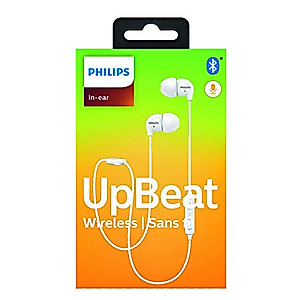 Philips UpBeat SHB3595 Wireless Headphones, with up to 6 Hours of Playtime, in-line Mic - White