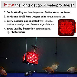 CZC AUTO 12V Submersible LED Trailer Tail Light Kit for Under 80 Inch Trailer Boat utility Trailer Waterproof (Trailer light kit)