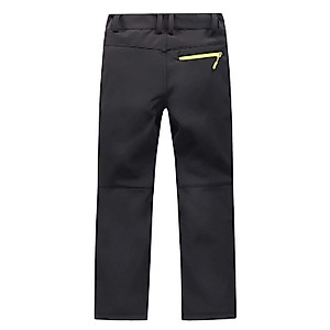 LANBAOSI Kids Boys Girls Waterproof Outdoor Hiking Pants Warm Fleece Lined Black