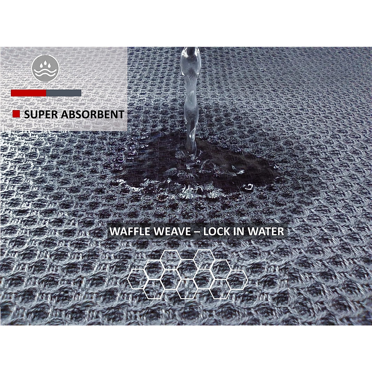 ANEWAY Kitchen Hand Towels 100% Cotton Waffle Weave Dish Towel for Cleaning Drying - Extra Absorbent and Soft - 13 x 28 inch (Beige+Dark Grey+Brown-6 Pack)