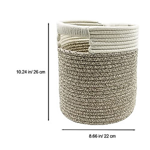 SOQKEEN Woven Cube Storage Basket 2 PCS Bathroom Cotton Rope Storage Organizer Bins with Handles Baby Kids Versatile Hamper for Shelves Laundry Nursery(Light Brown)