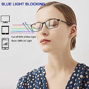 YTDBNS Reading Glasses for Men and Women, Blue Light Blocking Readers, Lightweight Rectangular Frame, Spring Hinge, Clear Vision, Stylish Eyeglasses,1.5