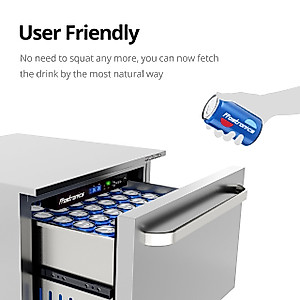 Frostronics 24 Inch Outdoor Drawer Beverage Refrigerator, 186 Can Outdoor Drawer Beverage Cooler with Dual Mode Lock, 5.47 cu. ft. Drawer Refrigerator for Patio, 26-50°F, SUS304, ETL & NSF7 Certified