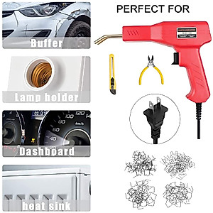 50w Hot Stapler,Plastic Welding Machine Car Bumper Repair Kit with Plier, knife,Flat/Outside Corner/Inside Corner/Wave Staples Welding Repairing Machine Welder Gun Repair (Red)