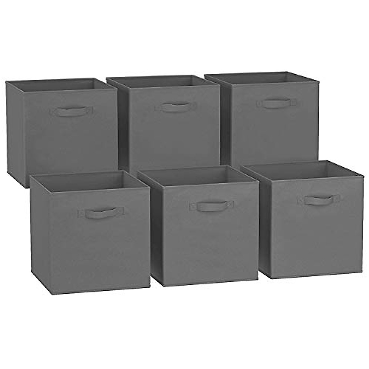 C&AHOME Cube Storage Bins 6-Pack Foldable Fabric Storage Cubes Baskets Containers Drawers with Dual Handles, Toys Closet Storage Box for Organizing Shelf, 10.5" L x 10.5" W x 11" H, Dark Grey