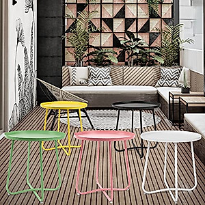 Babion Outdoor Side Tables, Small Round Metal Side Table, Weatherproof Metal End Table for Patio, Yard Balcony, Garden, Porch, Bedside (Yellow)