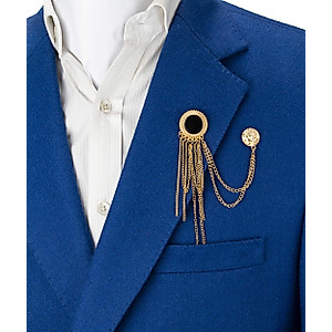 Knighthood Brooch Pin Round Block Enamel with Gold Chain and Honorary Coin Brooch Suit Stud Lapel Pin