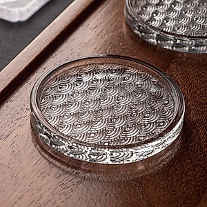 Cabilock 2pcs Glass Tea Coaster Cup Mug Pad Tea Bag Saucers Dessert Dishes Coasters Gold Bars Car Coaster Costers Seasoning Dish Mug Saucers Gongfu Tea Saucer Crystal Coaster Round Decorate
