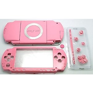 Replacement Full Housing Faceplate Handle Shells Case Cover + Buttons for Sony PSP 1000 Console (Pink)