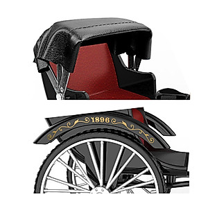 shamjina Chinese Style 1/12 Scale Tricycle Model, Three Wheeled Rickshaw Toy Building Landscape Ornament Miniature Statue for Boys, Girls, Kids, Black