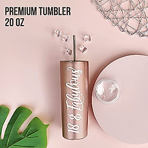 18 & Fabulous Stainless Steel Wine Tumbler w Lid, Straw, Brush - 18th Birthday Gifts For Girls, 18th Birthday Decorations For Girls, 18th Birthday Cup & Party Favor Supplies For Her PARIS PRODUCTS CO.