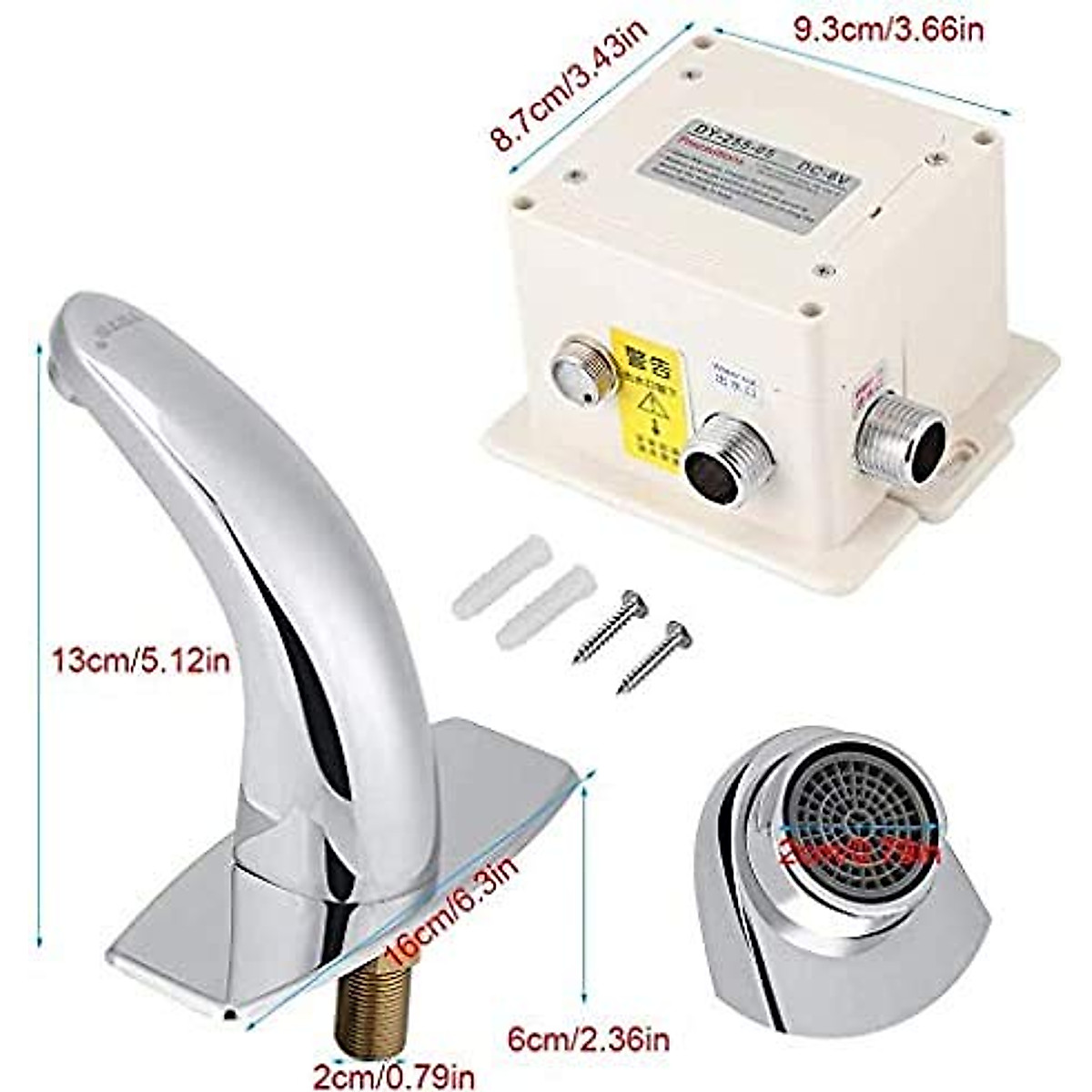 POMU Deck Mount Solid Brass Auto Sensor Bathroom Sink Faucet with Automatic Sensor Chrome Bath Tub Faucet Tub Faucets Polished Chrome