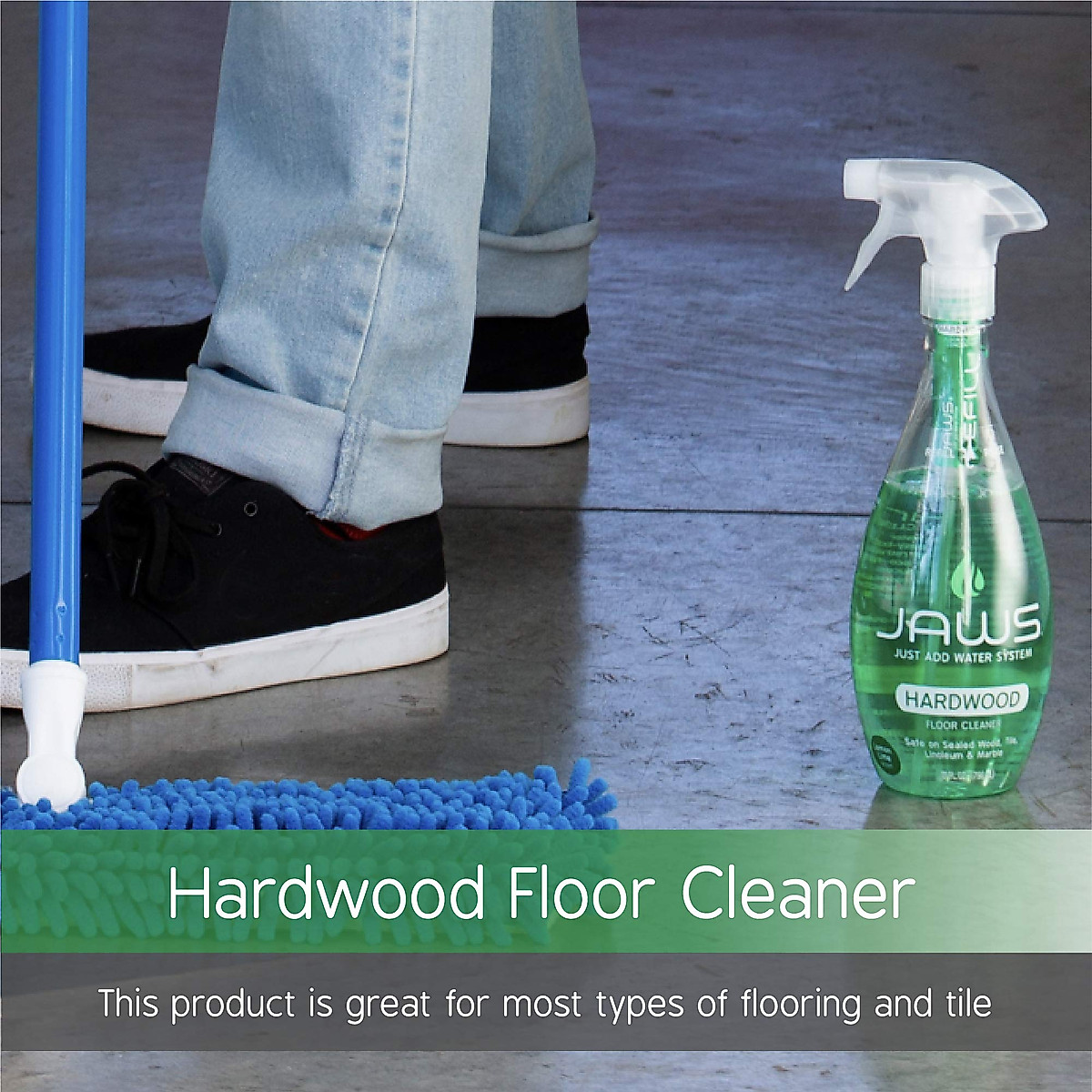 JAWS Cleaners Ultimate Cleaning Kit, Multi-Surface Kitchen, Glass, Shower, Granite, Hardwood Floor and Disinfectant, 2 Refill Pods of Each, Includes Microfiber Cloths