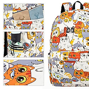 LI-LOVE Backpack with 16 inch Laptop Compartment Cute Cat Backpacks for Boys Girls Adults Teens Middle School College High School Student Bookbags Travel Camping Hiking Waterproof Book Bag Back Pack