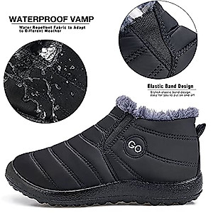 HARENCE Snow Boots for Women Winter Boot with Comfortable Warm Fur Lined Ankle Booties Outdoor Slip On Waterproof Short Boots