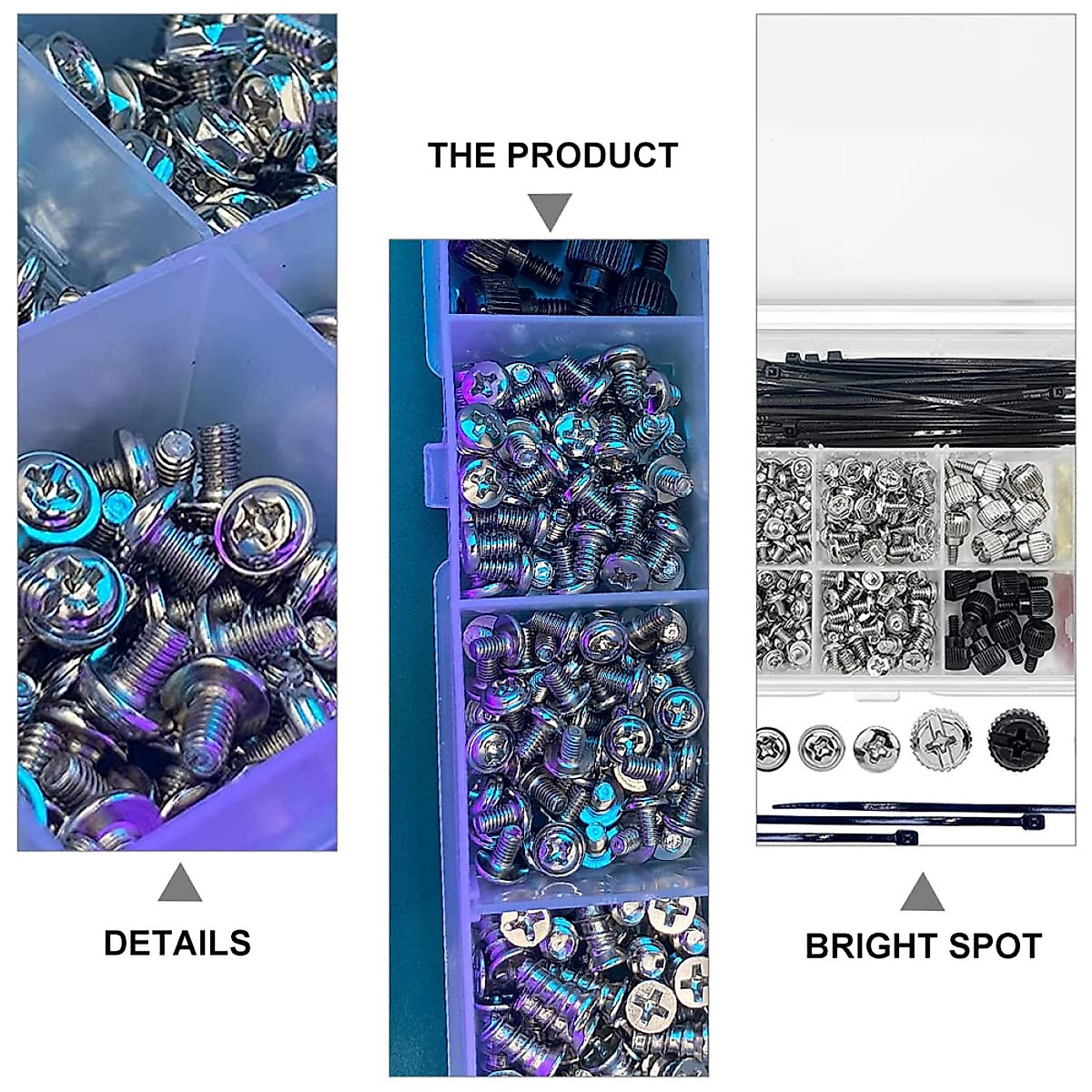 KOMBIUDA 1 Set Computer Screw Combination Screws Bolts for Computer Screws for Assembling Computer Screw Assortment Kit Computer Case Screws Kits Cable tie Stainless Steel Chassis