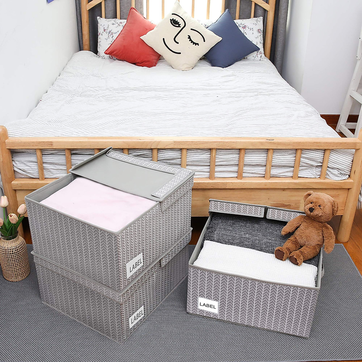 GRANNY SAYS Bundle of 2-Pack Closet Bins with Lids for Storage & 2-Pack Socks Storage Organizers