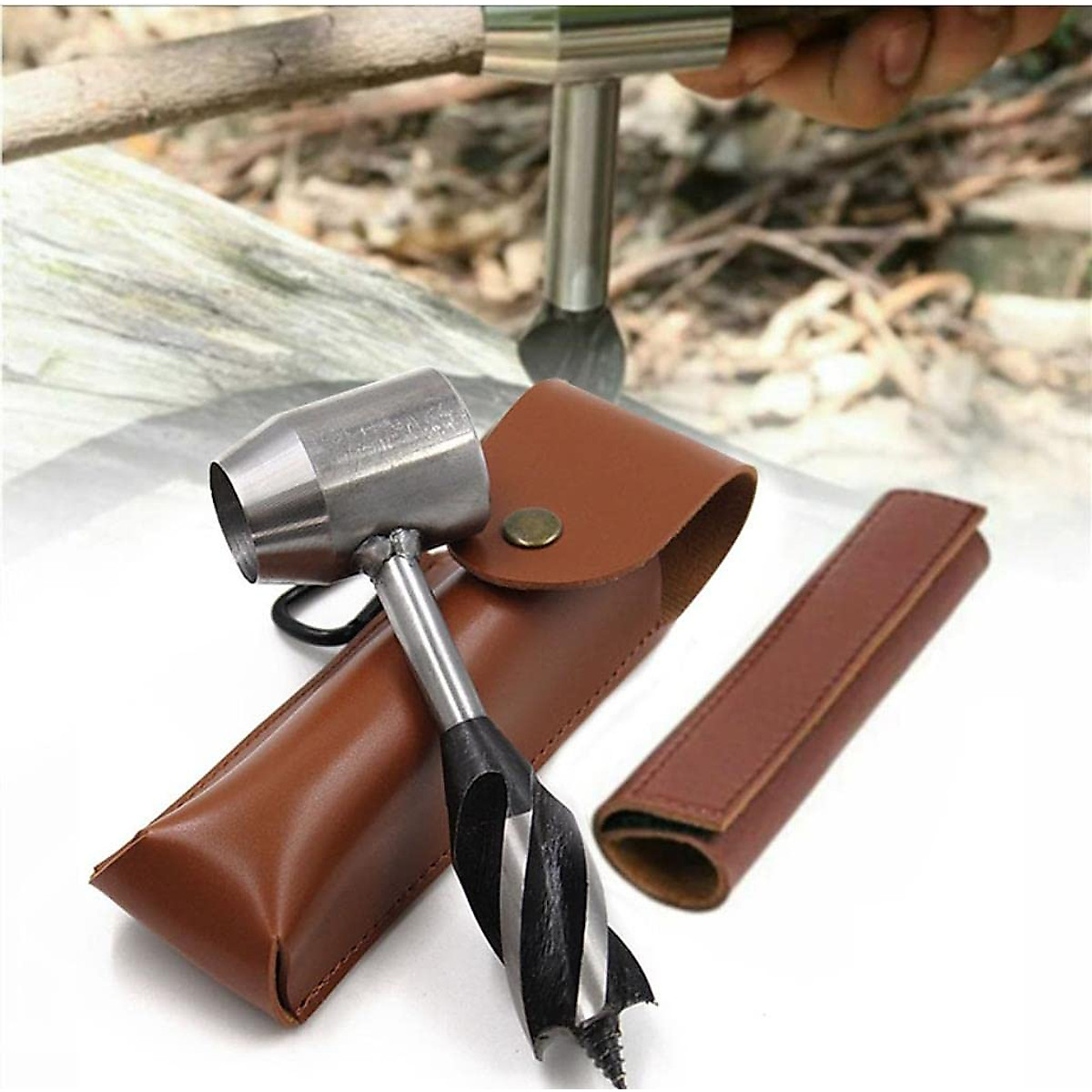 Multifunctional Survival Settlers Tool Hand Auger Wrench Wood Drill Peg and Manual Hole Maker Multitool