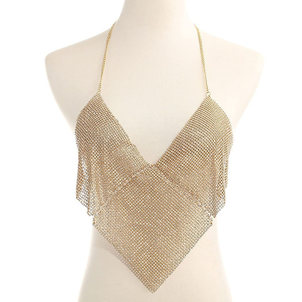 Jeweky Boho Crystal Body Chain Gold Rhinestone Body Jewelry Sexy Beach Bikini Bra Jewelry for Women