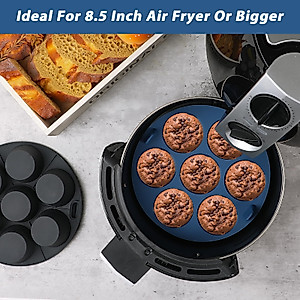 Webake 2PCS Silicone Air Fryer Muffin Pan for Baking 7 Cavity Air Fryer Silicone Cupcake Pans Non Stick Food Grade and BPA Free Muffin Tins Baking Cups
