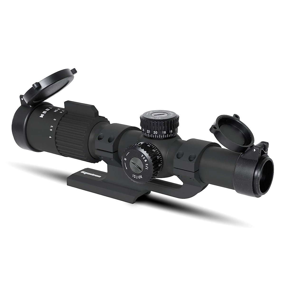 Monstrum G3 1-4x24 First Focal Plane FFP Rifle Scope | ZR300 H-Series Offset Scope Mount | Bundle