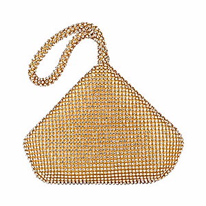 Vgift Clutch Purses for Women Evening, Glitter Wrist Bag Rhinestone Purse, Gold