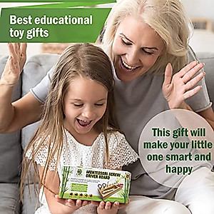 Panda Brothers Montessori Screwdriver Board Set - Wooden Montessori Toys for 3 4 5 Year Old Kids and Toddlers, Learning Sensory Bin Toys Preschool Materials, Fine Motor Skills Toys, Waldorf STEM Toys