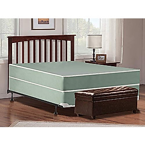 Mayton 8-Inch Firm Double sided Tight top Waterproof Vinyl Innerspring Mattress 8" Wood Box Spring/Foundation Set, With Frame, Queen