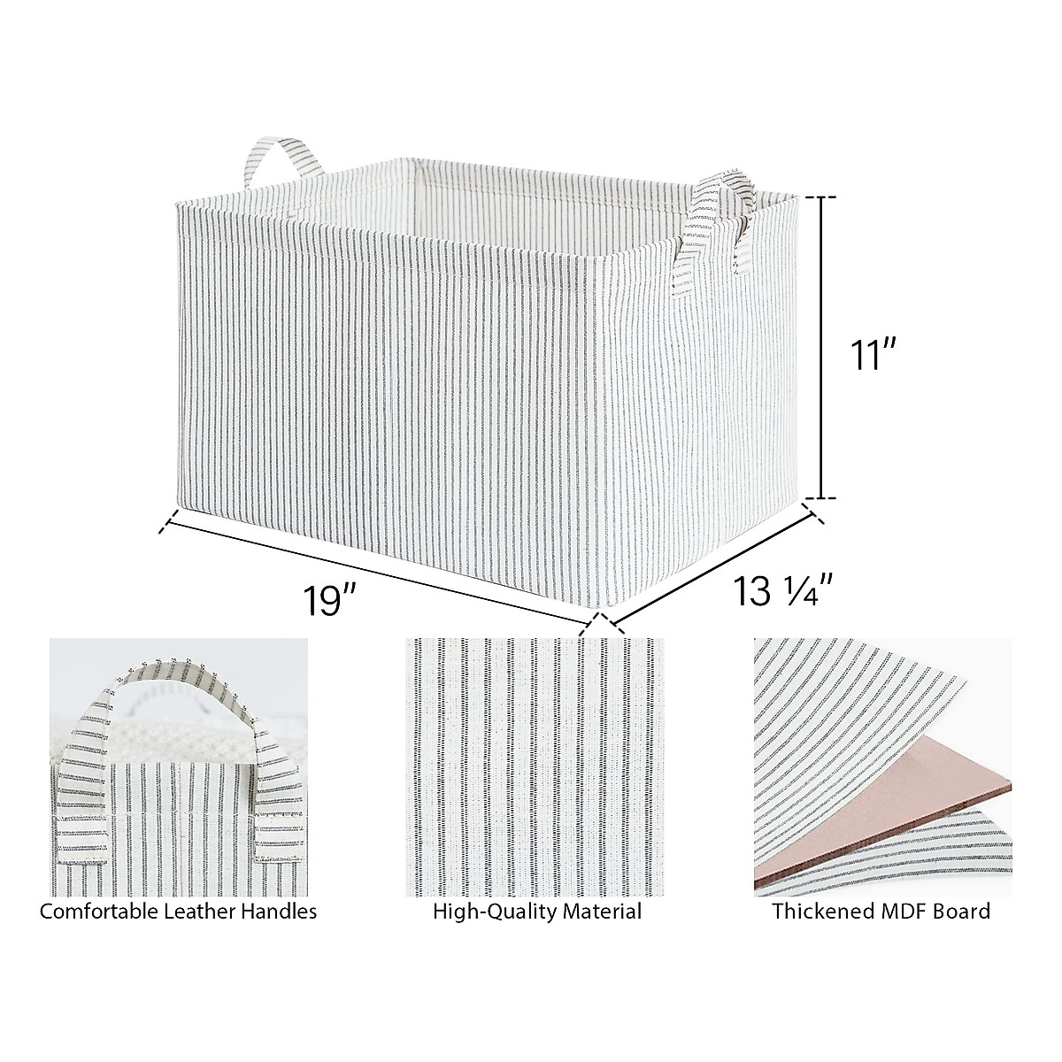 StorageWorks 45L Extra Large Fabric Storage Bins with Decorative Storage Boxes with Lids and Soft Rope Handles