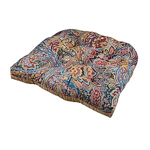 Chair Cushions for Dining Chairs 2 Pack - Thickening European Style Kitchen Chair Cushions Set of 2 with Ties, U-Shaped Tufted Dark Flower Chair Cushions for Kitchen Sofa Office Room Decor