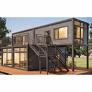 Generic Prefabricated House 2 bedrooms with Attached Bath, Dining and tv Lounge, Require Assembly., Grey, SAF 018