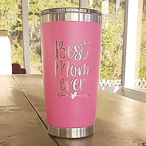 Best Mom Coffee Tumbler for Women, Insulated Stainless Steel Travel Mug for Women, Pink Travel Mug
