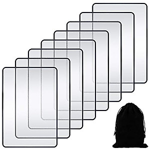 Enhon 3X Page Magnifier 7 x 4.7 Inch Magnifying Sheet Fresnel Lens Page Magnifying Glass for Elderly and People with Low Vision Reading Small Patterns, Maps and Books (8 Pieces)