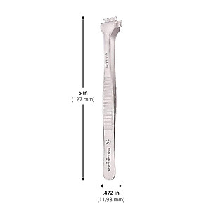 Excelta Wafer Tweezers for 4" Wafers, 5" Fingered Paddle with Guide Pin, Anti-Magnetic Stainless Steel, Features Serrated Handles for Better Control, Intermediate