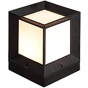 CIRCIR Outdoor Post Light Exterior Pillar Light Premium LED Square Post Cap Light – Outdoor Light for Fence Deck Or Patio -Warm White Lighting-Aluminum - Black-Size : H260MM