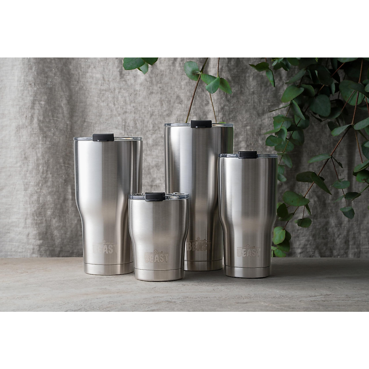 Beast 40 oz Tumbler Stainless Steel Vacuum Insulated Coffee Ice Cup Double Wall Travel Flask (Stainless Steel)