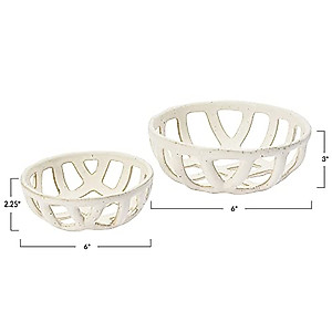 Creative Co-Op S/2 Stoneware Fruit w Reactive Glaze Basket, White, 2