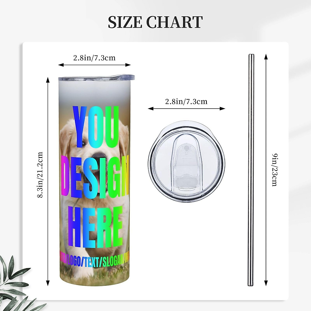 Custom Tumblers Cup with Lid Straw, Personalized Text Photo 20 oz Stainless Steel Insulated Coffee Mug Ice Cup Customized Double Wall Vacuum Travel Mug Water Cup for Home Office