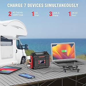 250Wh Portable Power Station with 60W Solar Panel, Solar Generator Outdoor Backup Battery Supply with AC Outlet for Tent Camping, Home Emergency, Traveling, RV Trip