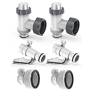 SUMMERBUDDY Type B Hose Adapter & Plunger Valve & Pool Hose Holder for Above Ground Swimming Pool, 1.25" to 1.5" Pool Hose Adapter B & On/Off Plunger Valve for Threaded Pumps (2 Packs)