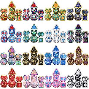 SUWEILE SZSZ Nebula Metal Polyhedral Dice Set D4 D6 D8 D10 D% D12 D20 for Table Games RPG DND 0212 (Color : White Rainbow8)