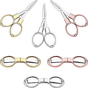 Stainless Steel Scissors Anti Rust Folding Scissors Glasses Shaped Mini Shear for Home and Travel Use (6)