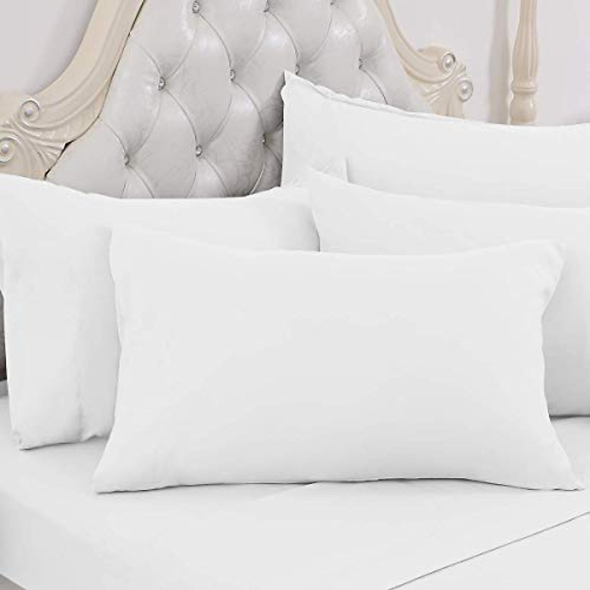 BYSURE Hotel Luxury Bed Sheets Set 6 Piece(King, White) - Super Soft 1800 Thread Count 100% Microfiber Sheets with Deep Pockets, Wrinkle & Fade Resistant