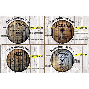 Set of 2 Personalized Barstool Replacement Seat, Personalized Bar Stools Tops, Vintage Heavy Duty Stool Seat, Custom Artwork Painted on Rustic Wood Inspired by Whiskey and Wine Barrels