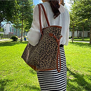 Large Tote Handbag Leopard Canvas Tote Purse Brown Cheetah Print Beach Bags with Pockets leopard Print Gifts for Women (Cheetah) (L)
