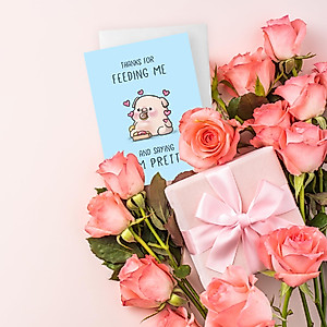 ALY LOU Anniversary Card, Birthday Card, Her Him/Girlfriend Wife/Husband Boyfriend, Friendship Thank You Kawaii Greeting Card (Thanks For Feeding Me ...)