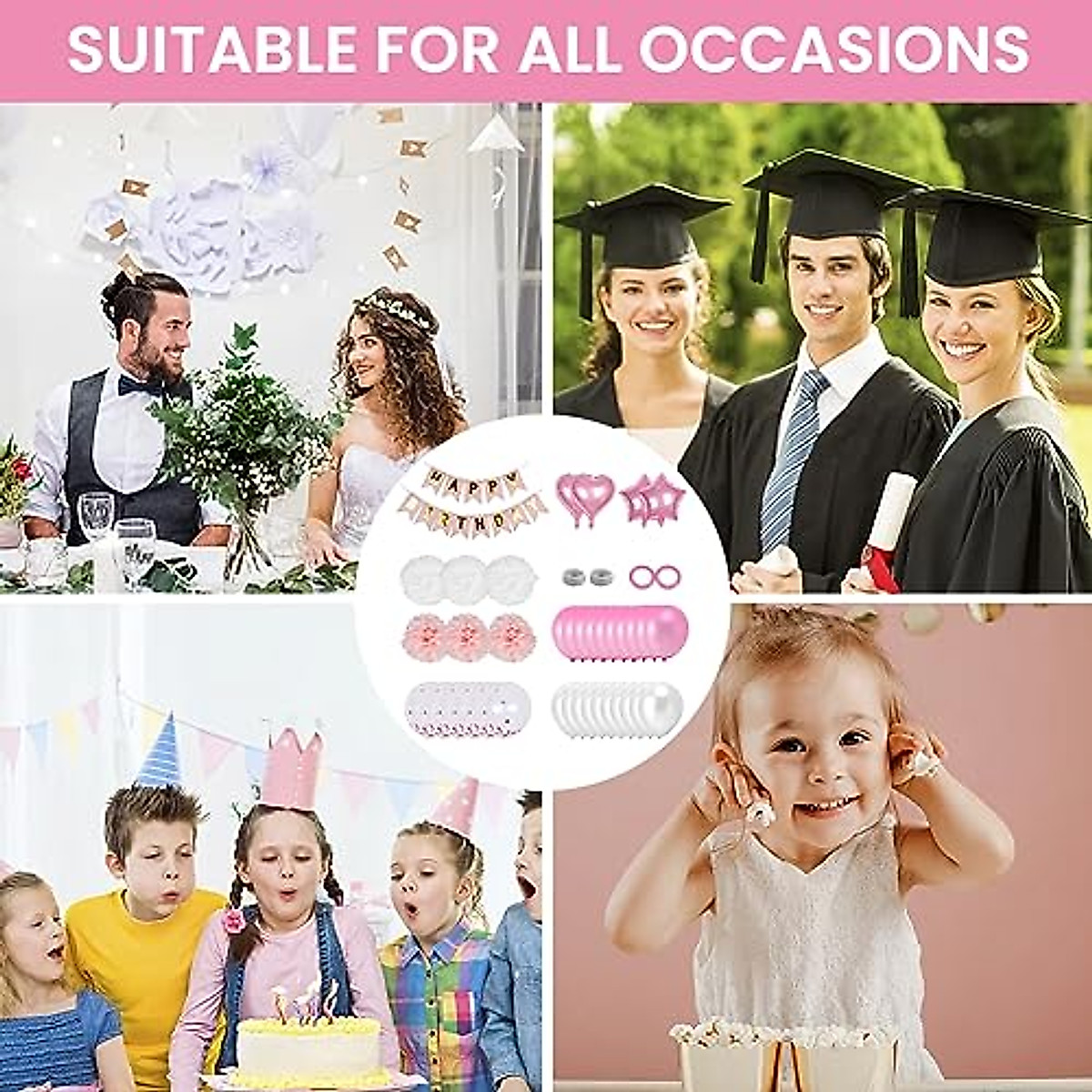 Fawcotu Pink Happy Birthday Balloons Banner Western Cowgirl Pink Birthday Party Decoration Kids Baby Shower Photography Party Supplies