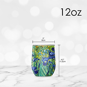 RainCaper 18/8 Stainless Steel Insulated Stemless Wine Tumbler | 12oz, BPA-Free, Double Wall for Hot & Cold | Travel-Friendly, Cup Holder Ready (van Gogh Irises)